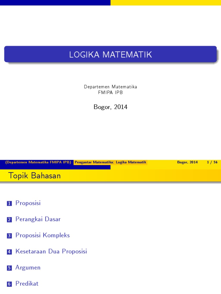 1 Logika Matematik Handout IPB | PDF