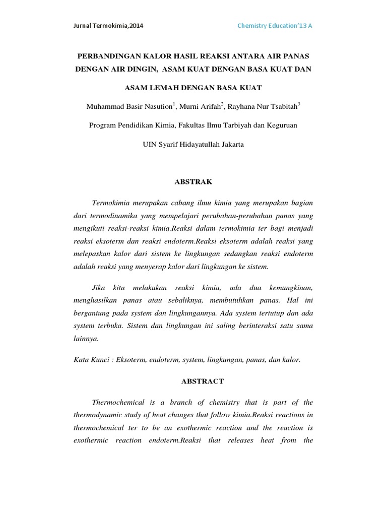 Jurnal Termokimia PDF | PDF