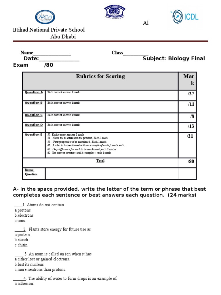 Biology Final Exam | PDF | Chemical Reactions | Carbohydrates