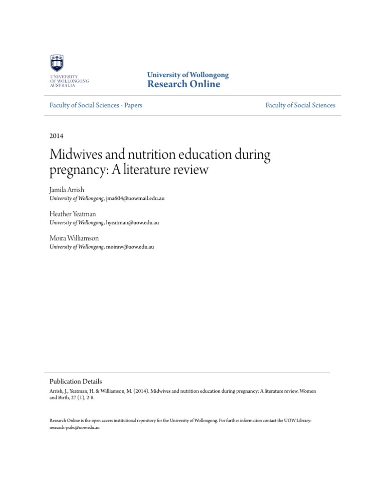 Midwives and Nutrition Education During Pregnancy - A Literature R ...