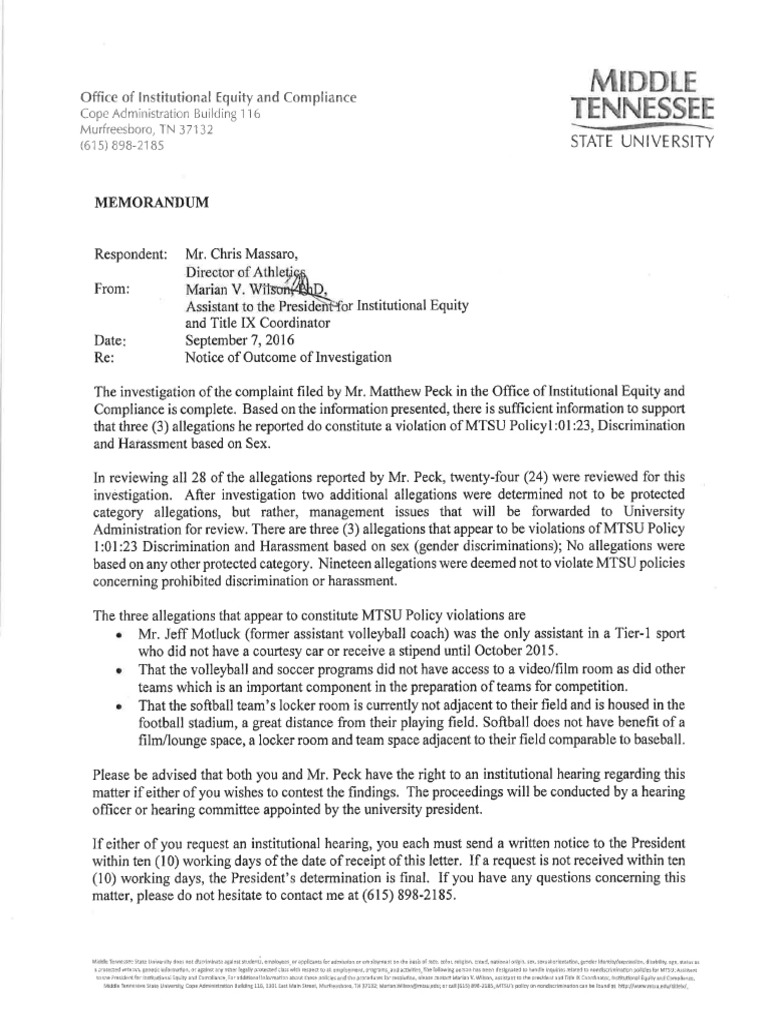 Letter and Investigation Report | PDF