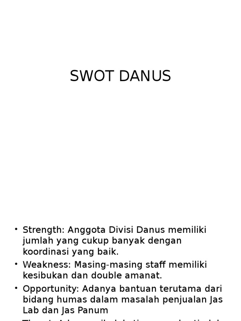 Swot Danus | PDF | Pengembangan Diri