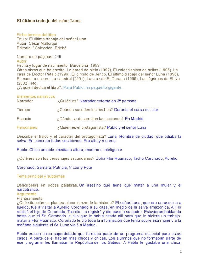 El Último Trabajo Del Señor Luna | PDF