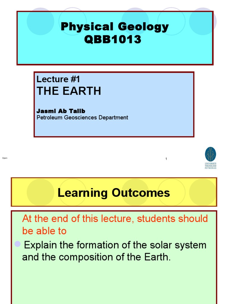Physical Geology Lecture on Earth's Structure and Composition | PDF ...