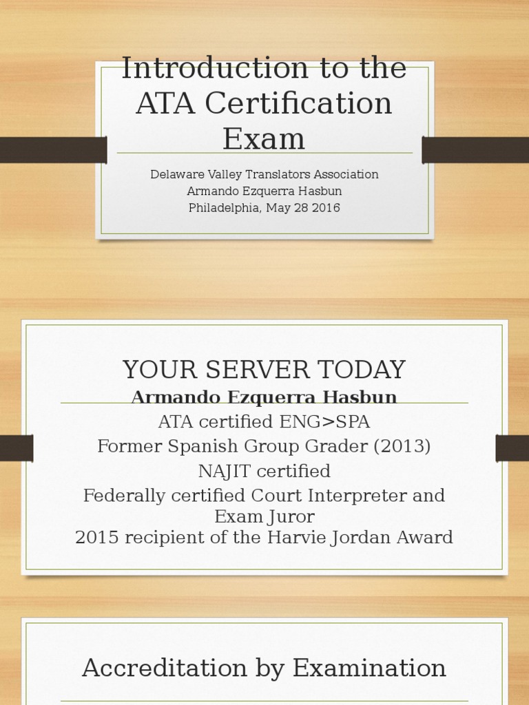 ATA Certification Exam Presentation | Professional Certification ...