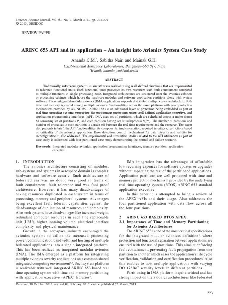 ARINC 653 API and Its Application - An Insight Into Avionics System ...
