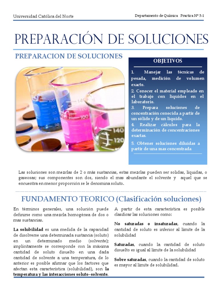 Practica Nº 5 Preparacion de Soluciones | Solubilidad | Solución