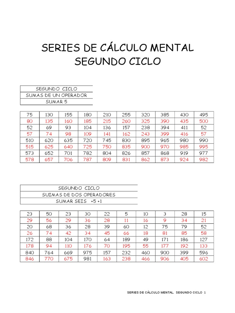 Series Cálculo Mental 2 C | PDF