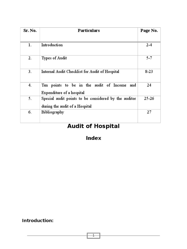 Audit of Hospital - Mcom Part II Project | PDF | Internal Audit | Audit