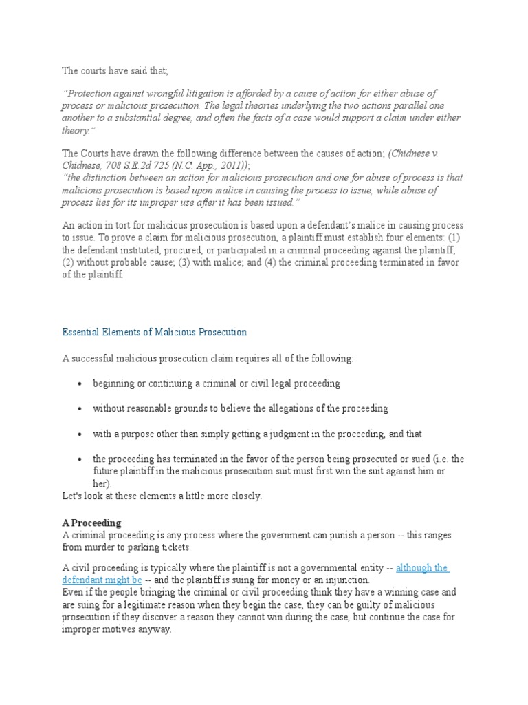 Malicous Abuse of Process 2 | PDF | Malicious Prosecution | Prosecutor