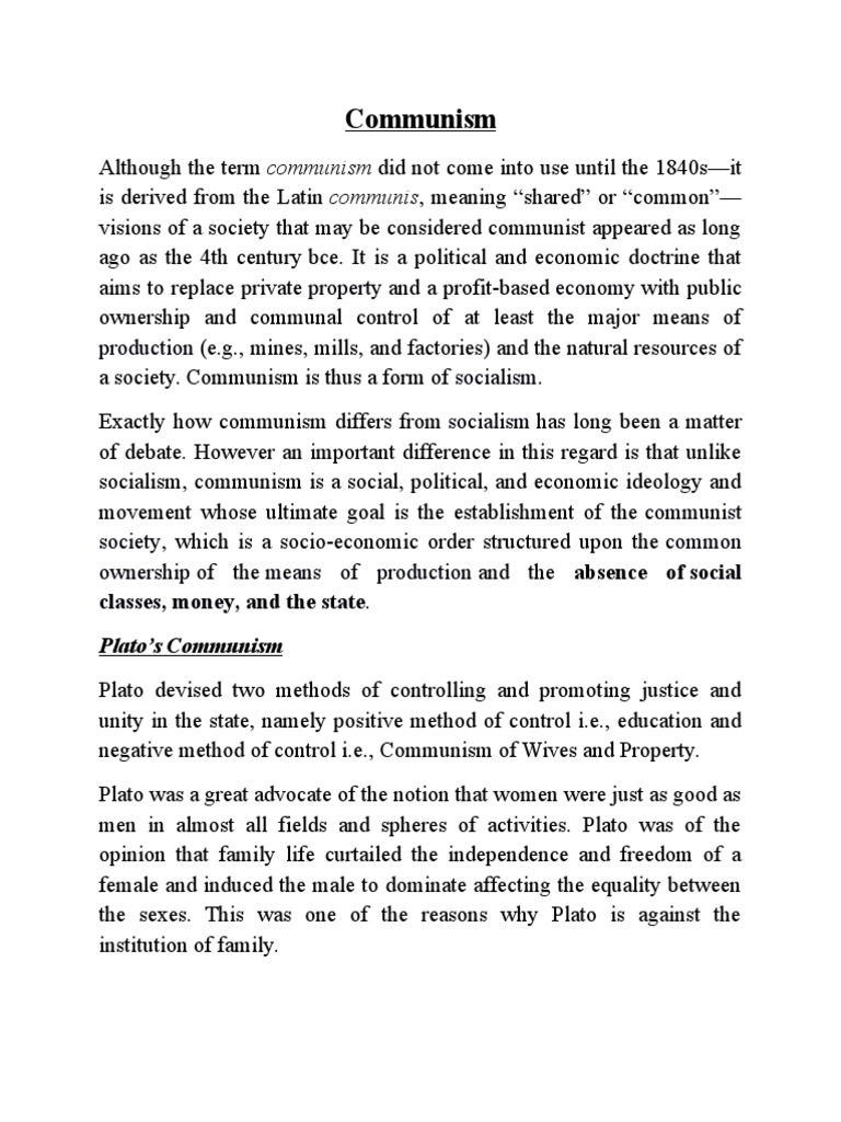 Communism Property Economy Production Socialism Socialism Pdf