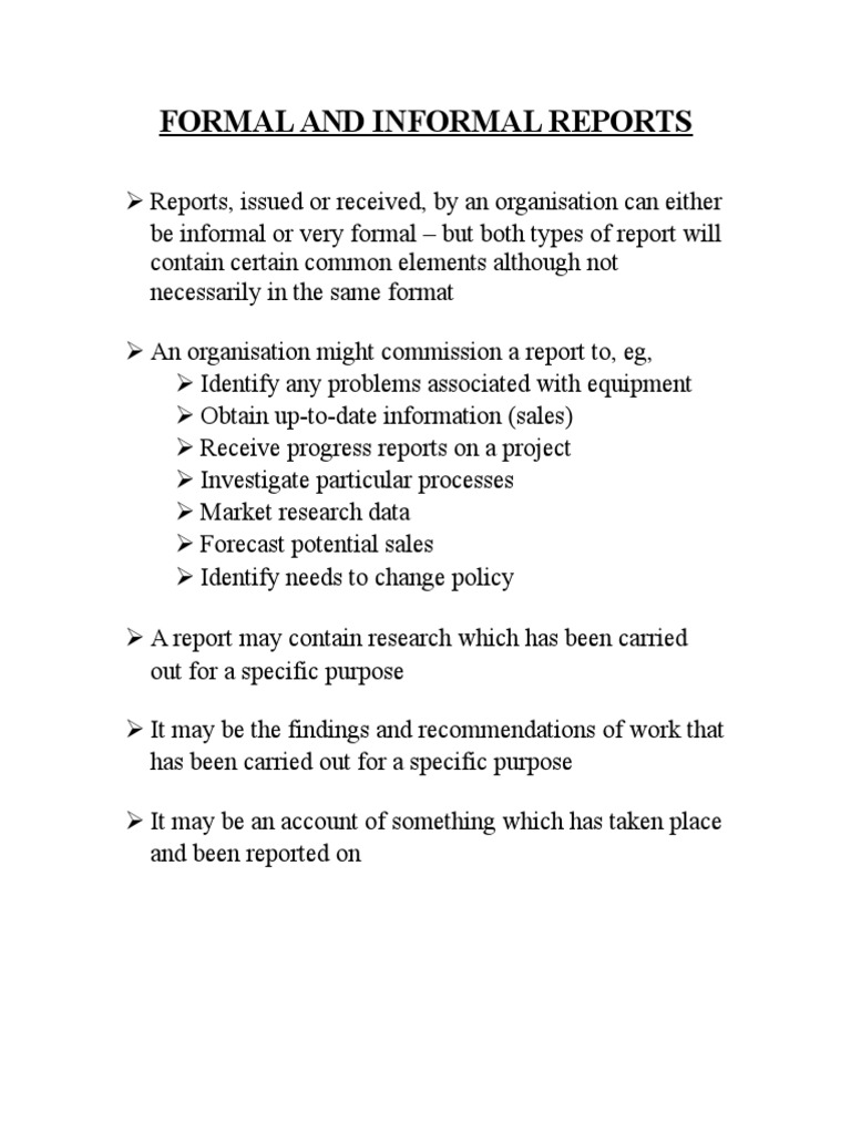 Formal and Informal Reports | Cognition | Psychology & Cognitive Science