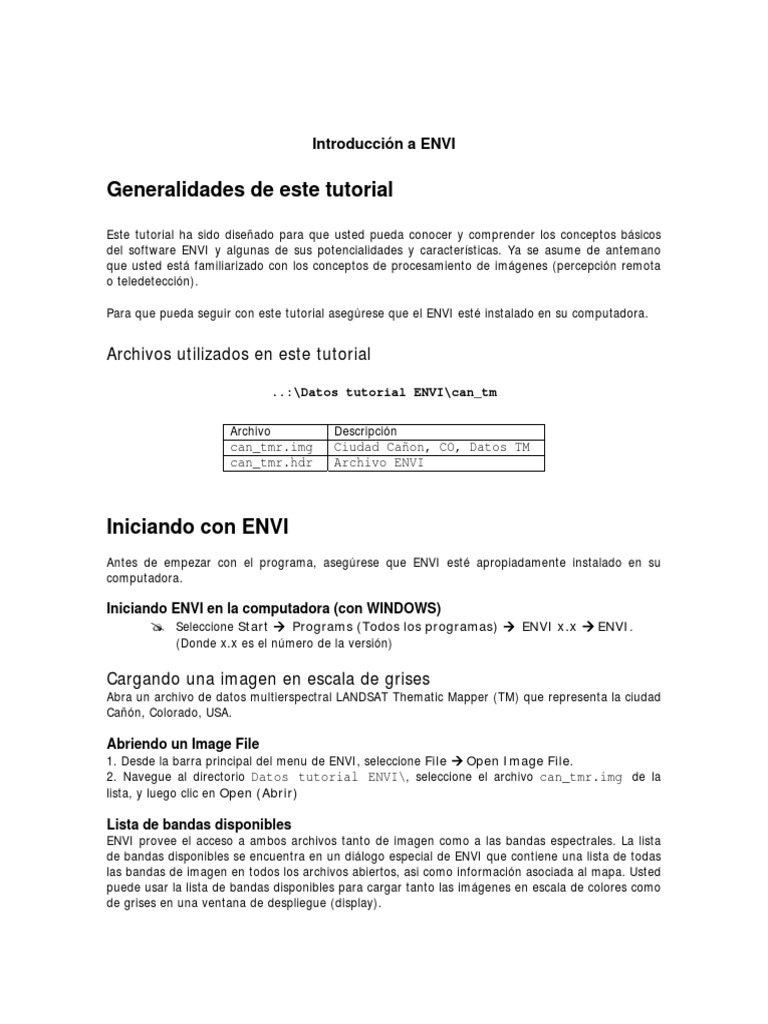 Tutorial ENVI PDF | PDF | Ventana (informática) | Point and Click