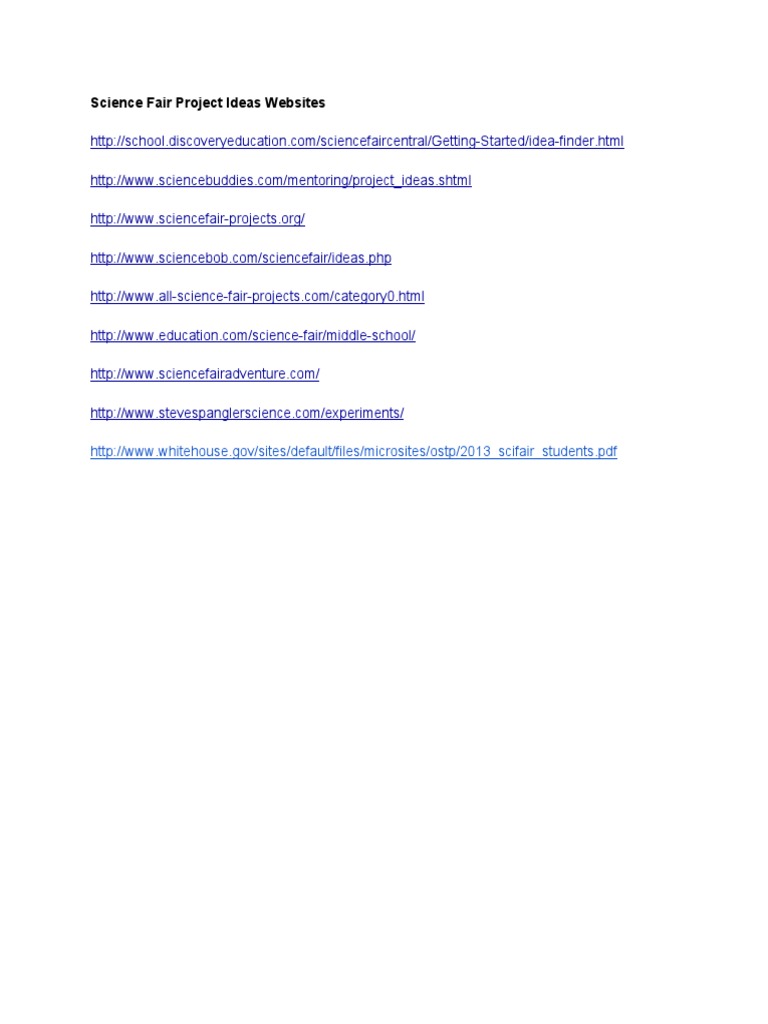 Top Science Fair Project Ideas Online | PDF