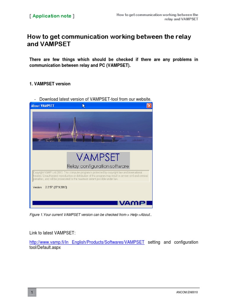 ANCOM - En0010 How To Get Communication Working Between The Relay and VAMPSET | PDF | Device ...