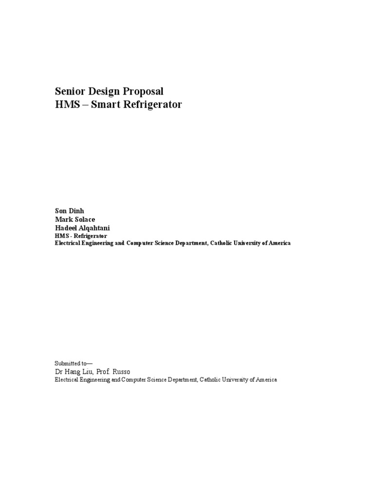 Senior Design Proposal HMS - Smart Refrigerator: Son Dinh Mark Solace ...