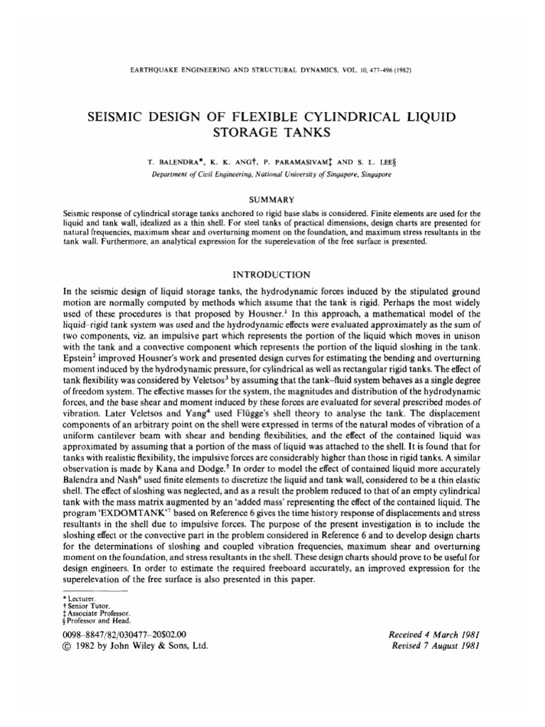 Balendra1982 - Seismic Design of Flexible Cylindrical Liquid Storage ...