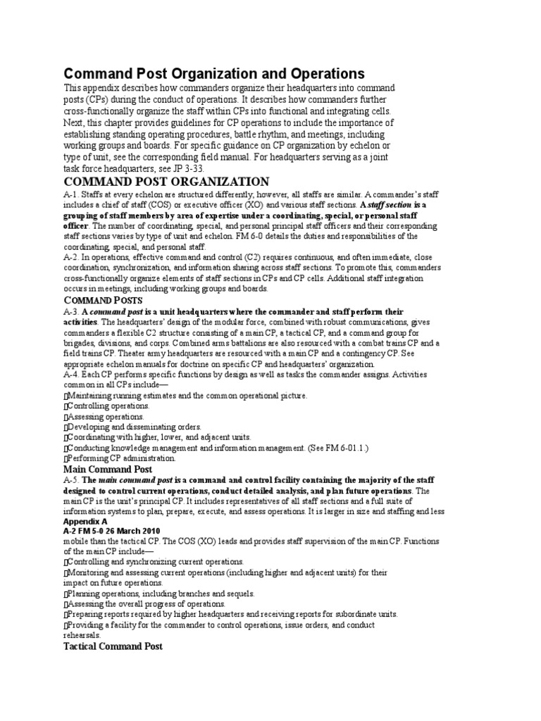 Command Post Organization and Operations | Download Free PDF | Command ...