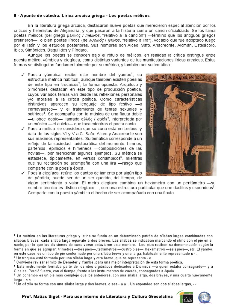 Poetas Mélicos Griegos Arcaicos | PDF | Poesía | Poesía lírica