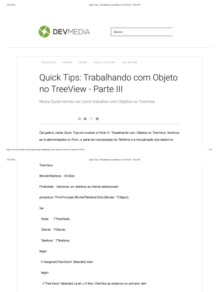Quick Tips Trabalhando Com Objeto No Treeview Parte Iii Pdf Gestão De Tecnologia Da