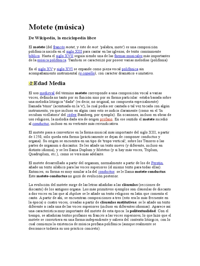 Significado y evolución del motete musical | PDF | Las artes escénicas ...