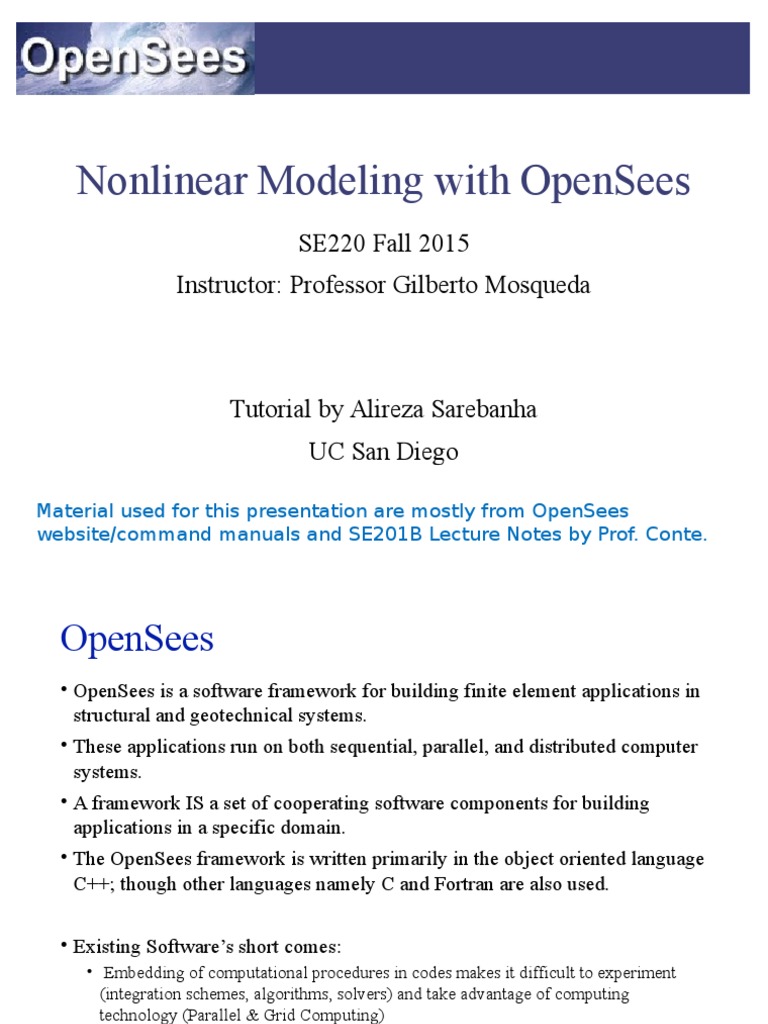 Nonlinear Modeling With OpenSees | PDF | Truss | Eigenvalues And Eigenvectors