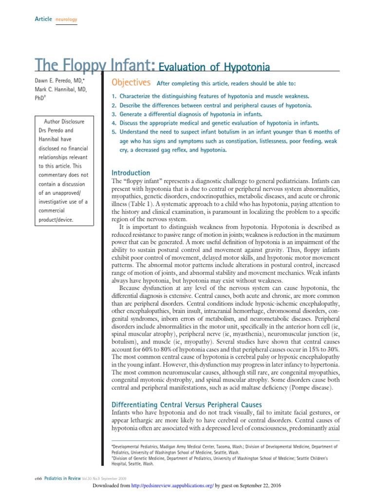 The Floppy Infant:: Evaluation of Hypotonia | Download Free PDF ...