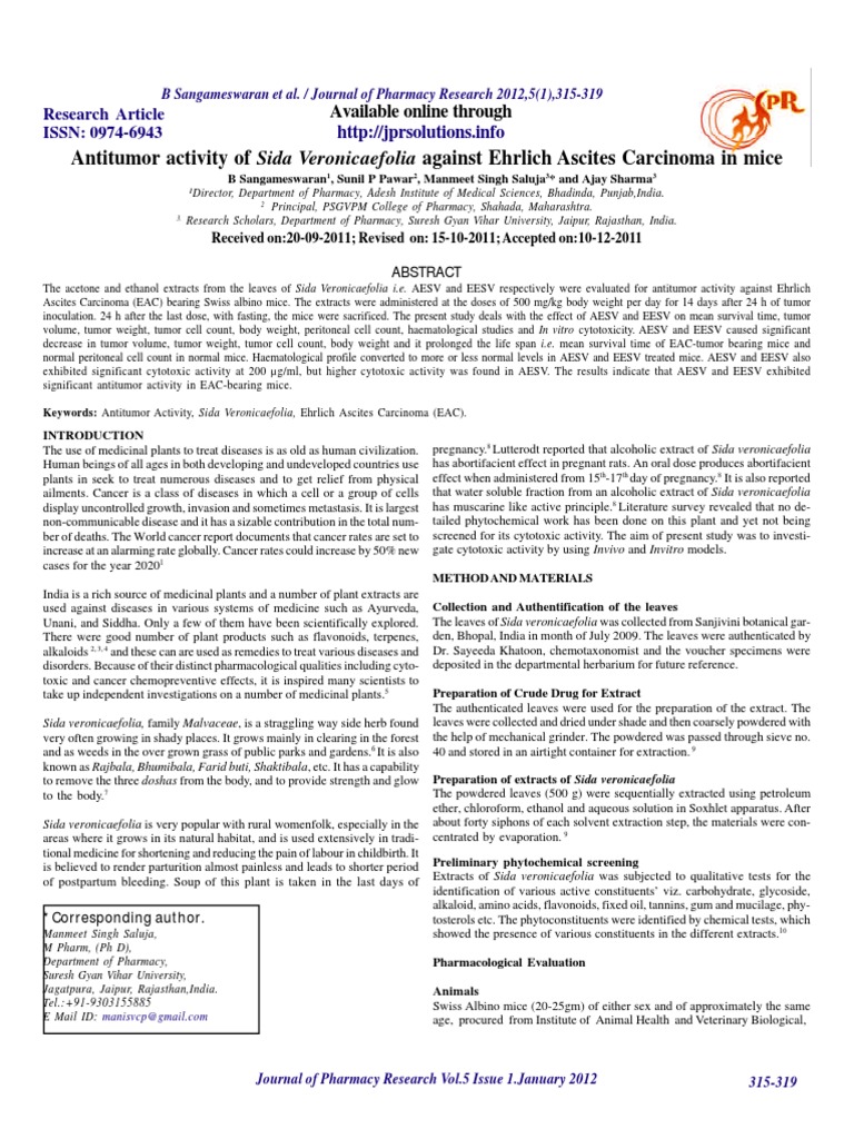 Sida Veronicaefelia | PDF | Chemotherapy | Cancer