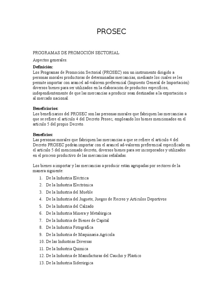 Prosec | PDF | Industrias | Competitividad