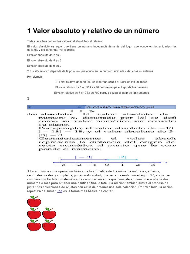 1 Valor Absoluto y Relativo | Resta | Fracción (Matemáticas)