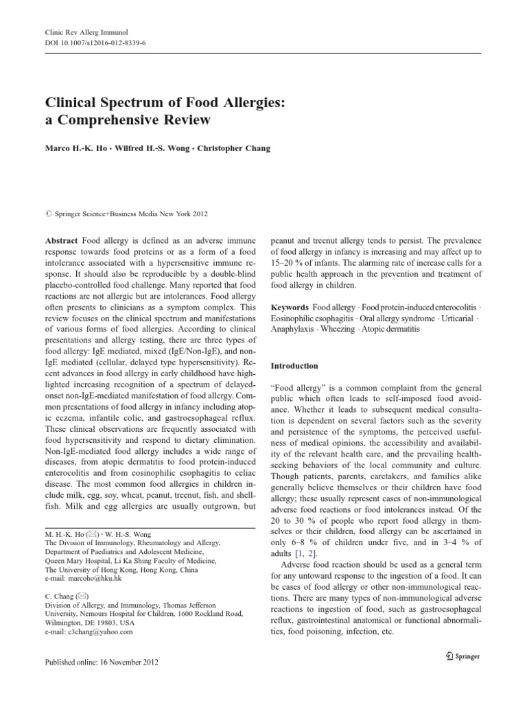 Clinical Spectrum | PDF | Food Allergy | Allergy