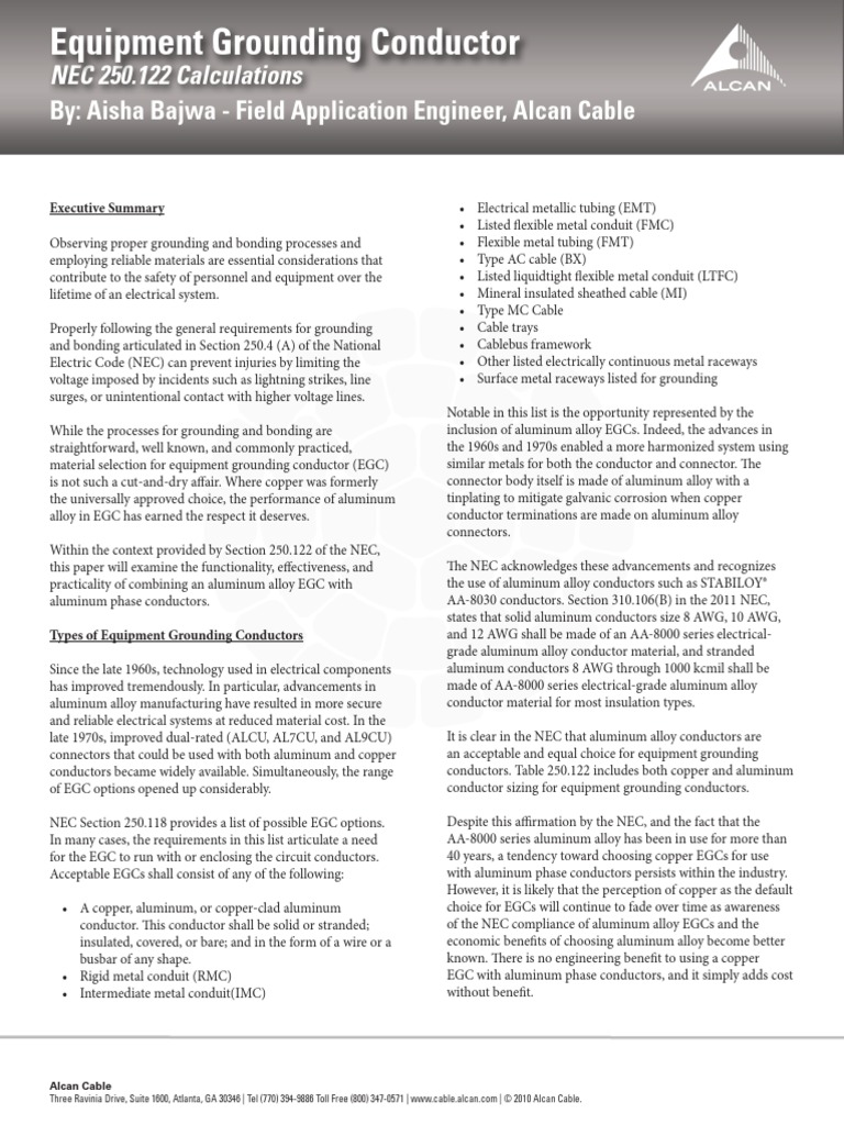 Equipment Grounding Conductor | PDF | Electrical Conductor | Cable