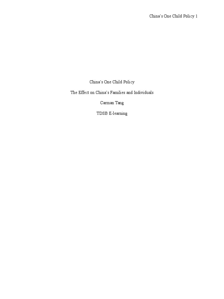 Chinas One Child Policy | PDF | Family | Marriage