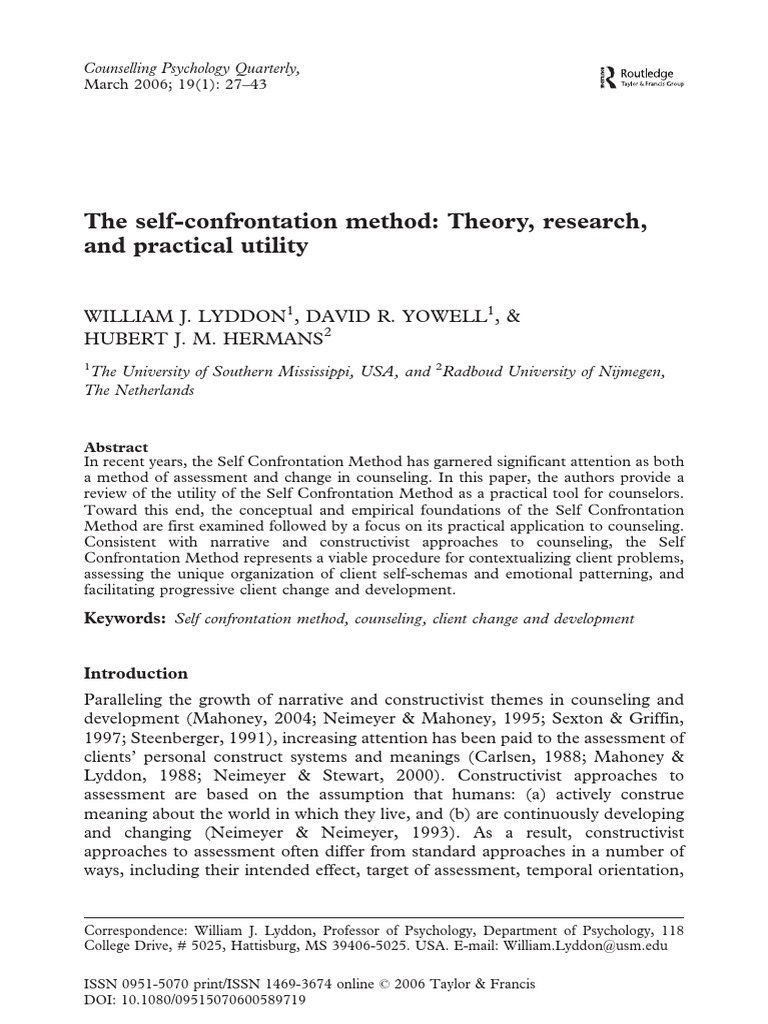 Self-Confrontation Method PDF | PDF | Affect (Psychology ...