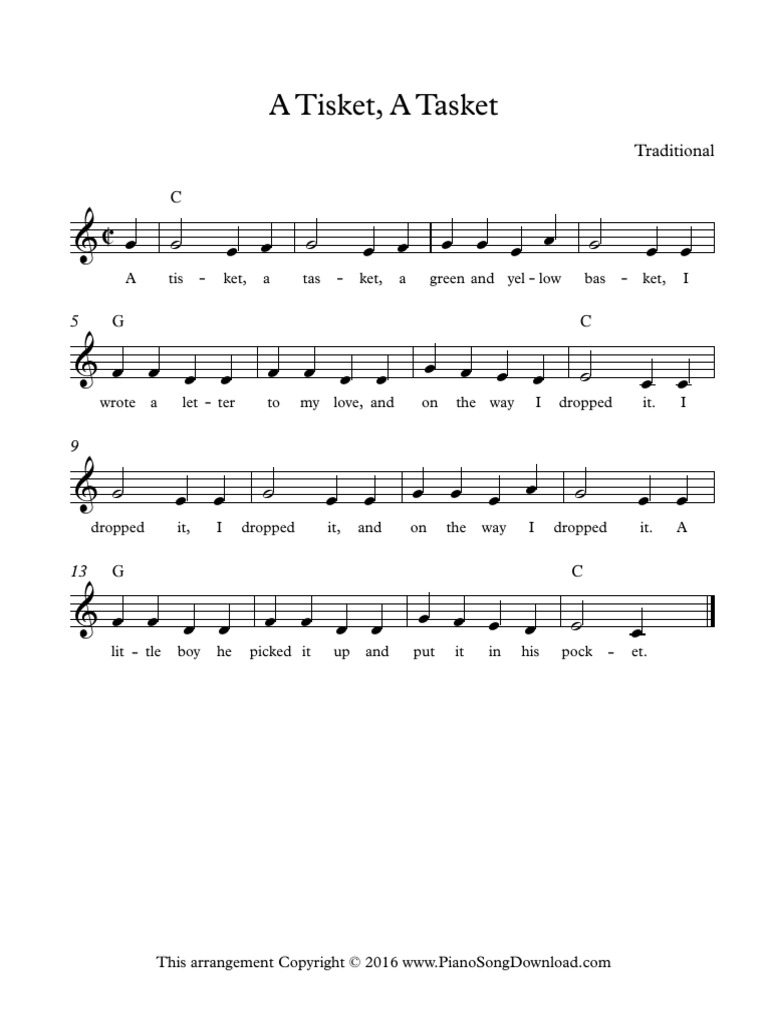 A Tisket A Tasket Lead Sheet | PDF