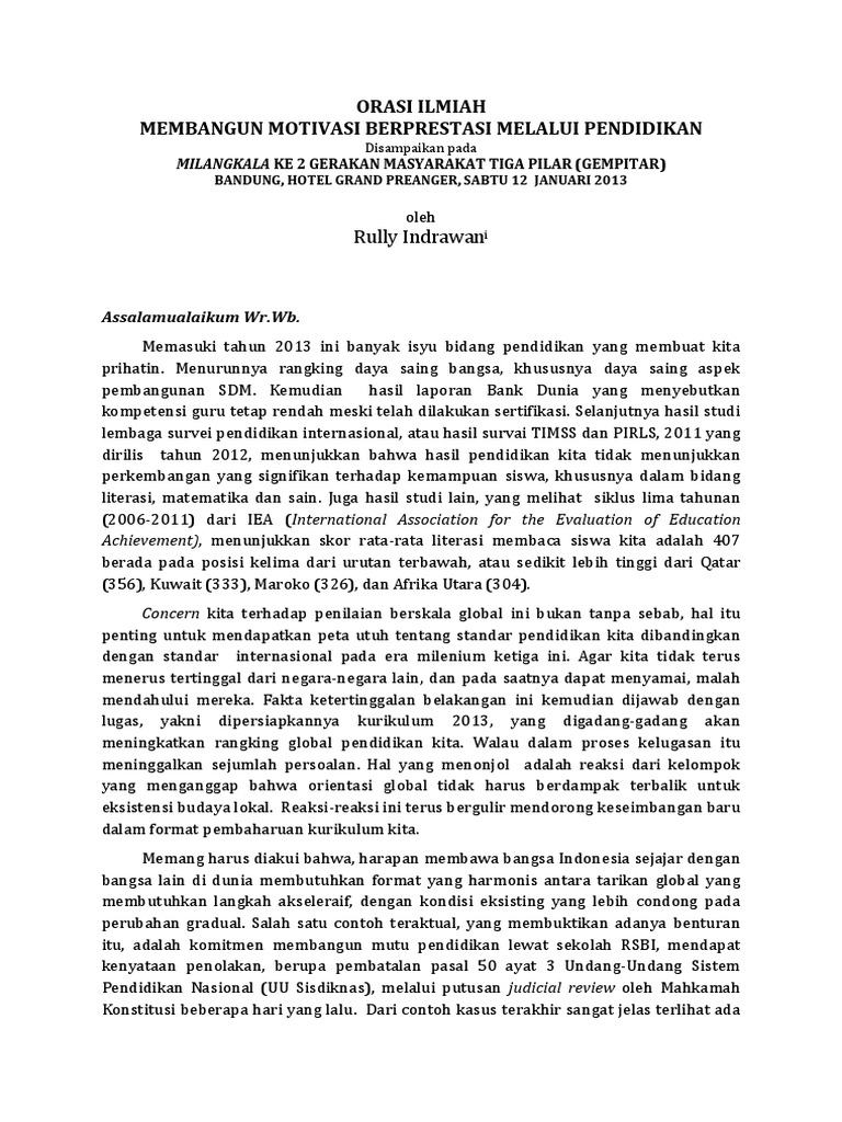 Orasi Pendidikan PDF | PDF