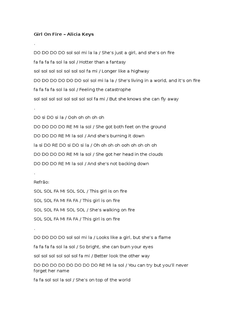 Alicia Keys Girl On Fire Lyrics | PDF