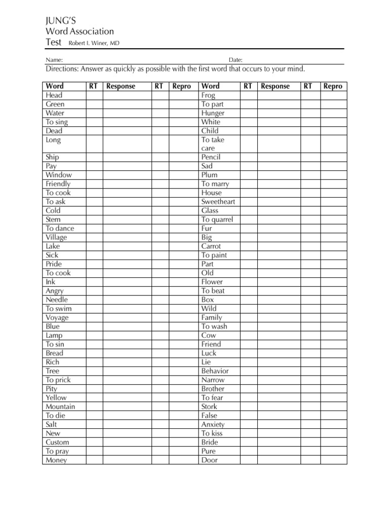 Jung Word Association Test | PDF