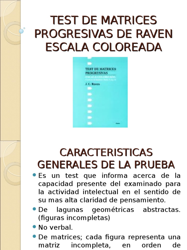 Test Raven Escala Coloreada | PDF | Matriz (Matemáticas) | Sicología