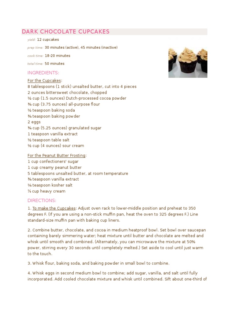 Dark Chocolate Cupcakes | PDF