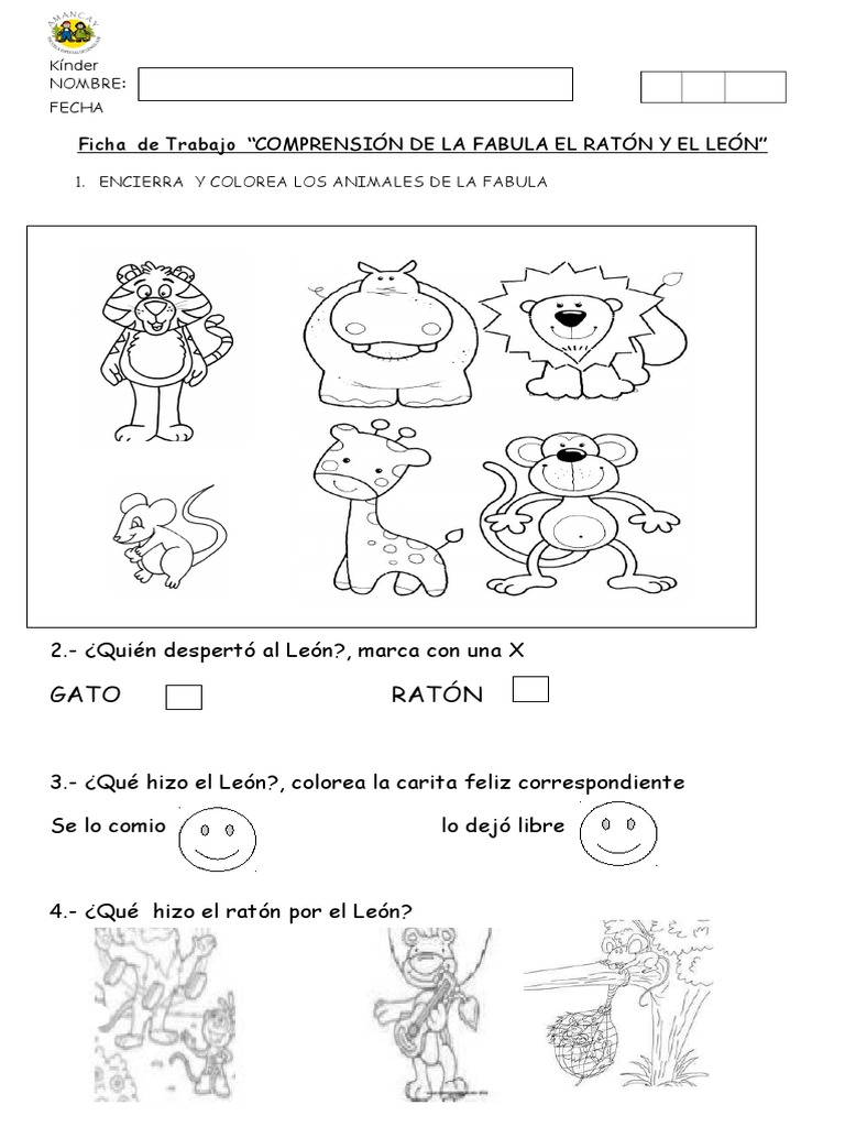 Actividades de Comprensión: El León y el Ratón | PDF
