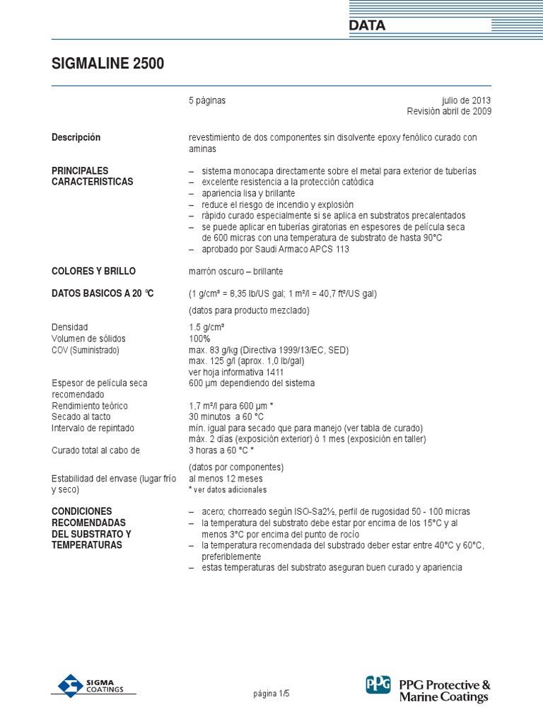Sigmaline 2500 | PDF | Revestimiento | Calidad (comercial)