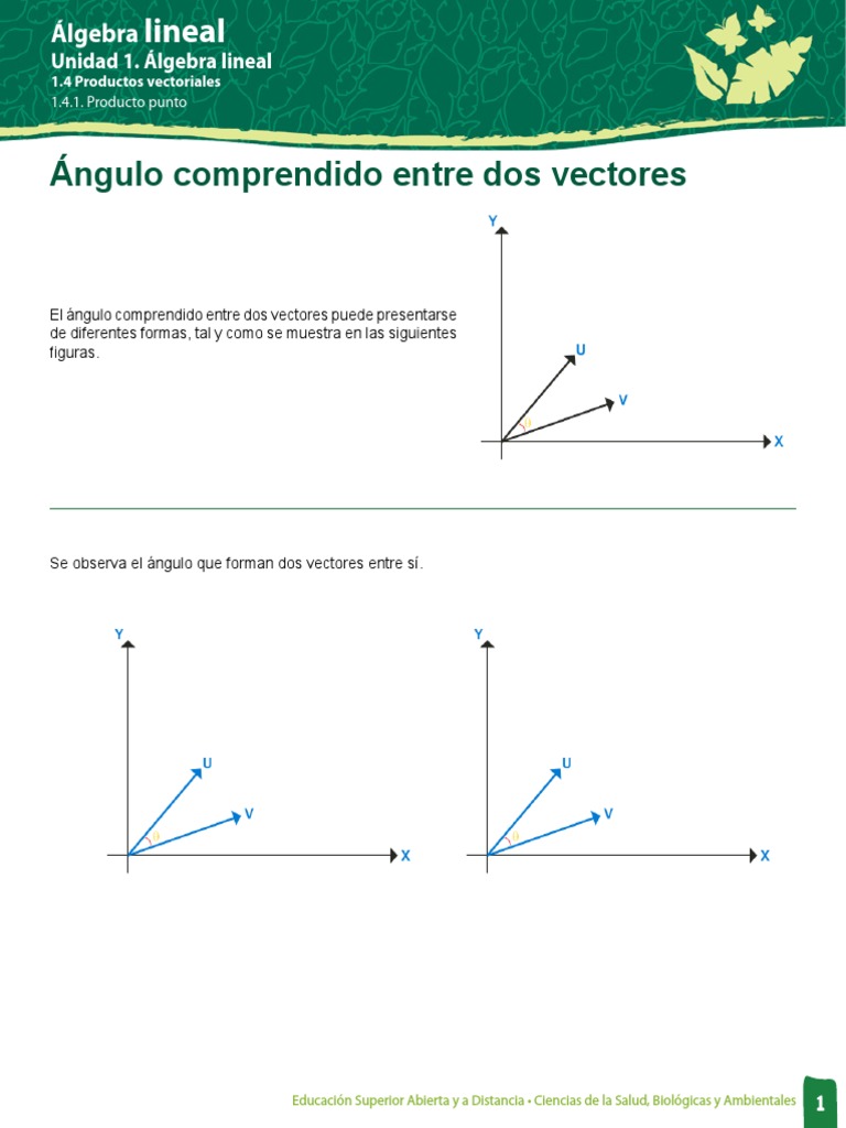 Ángulo comprendido entre dos vectores.pdf | Espacio vectorial | Álgebra ...