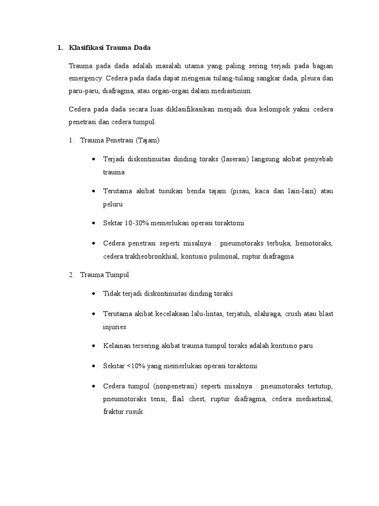 Klasifikasi dan Jenis Trauma Dada | PDF | Sains & Matematika | Sejarah