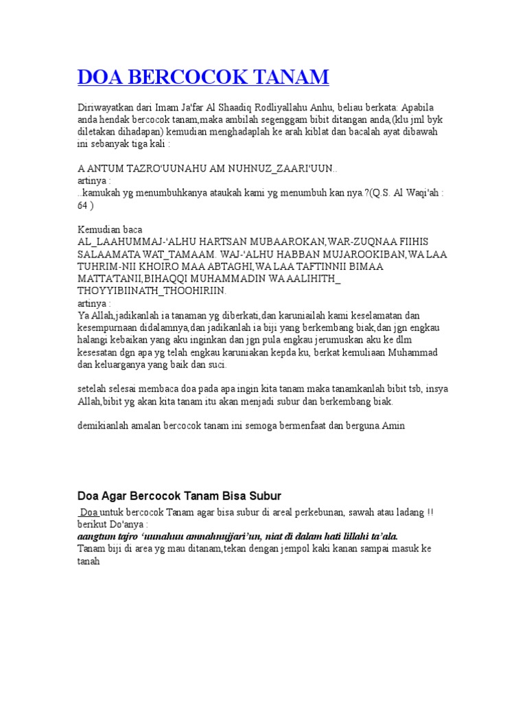 Doa Bercocok Tanam | PDF