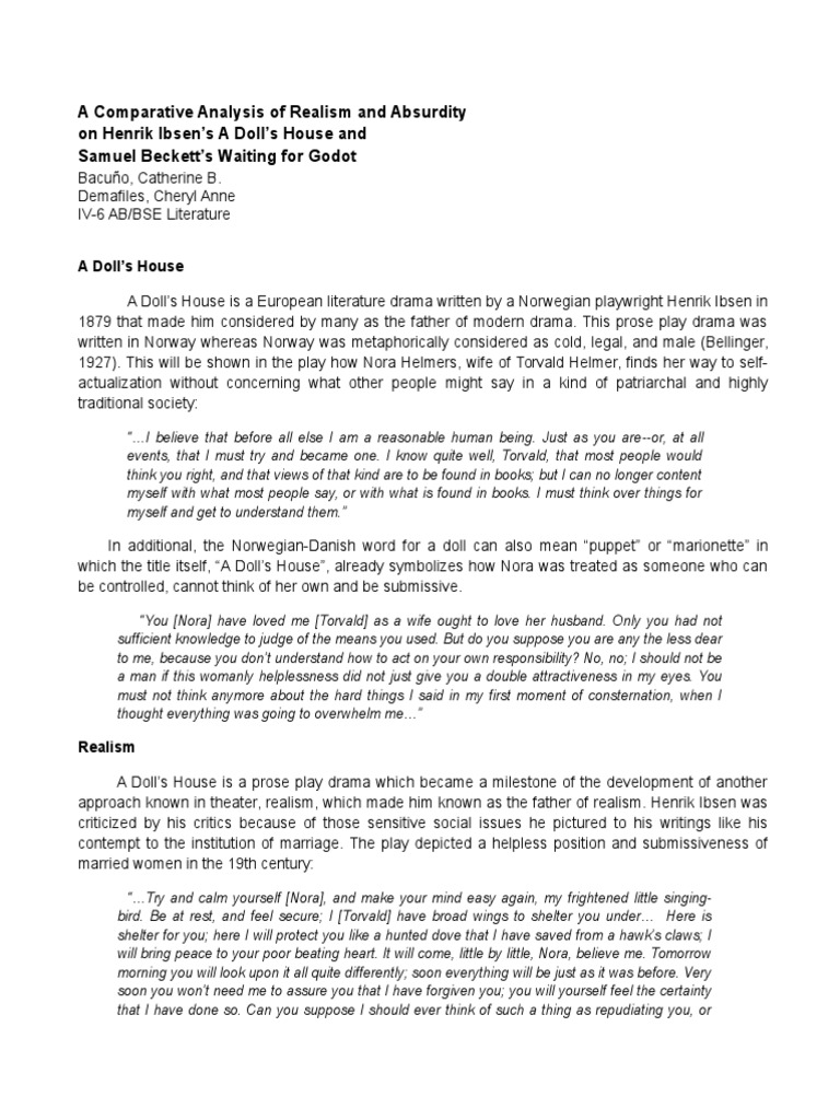 Waiting For Godot A Comparative Analysis Final | PDF | A Doll's House ...