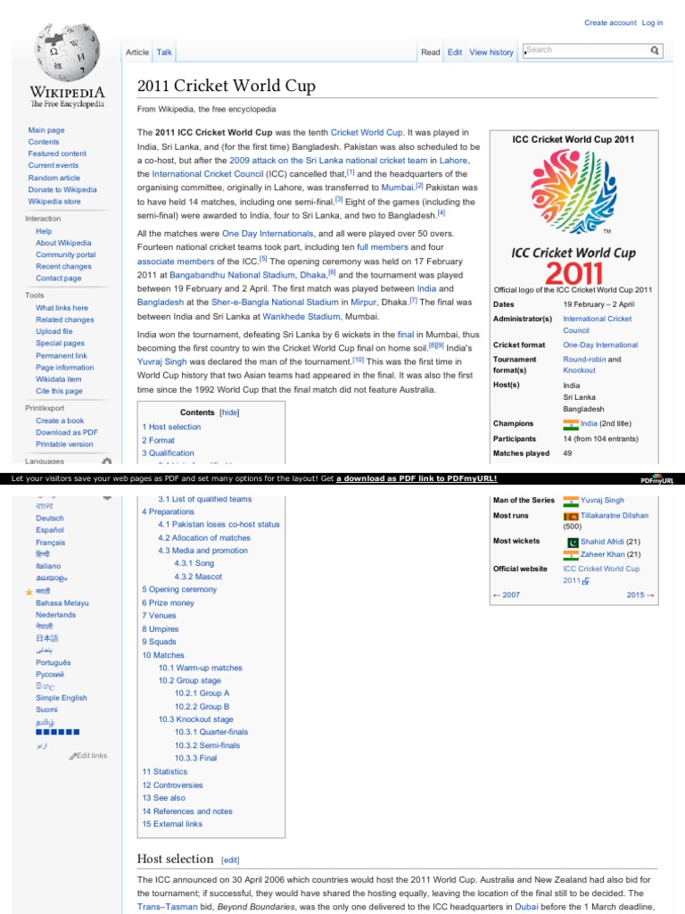 CM Icc 2011 | PDF | International Cricket Competitions | Cricket