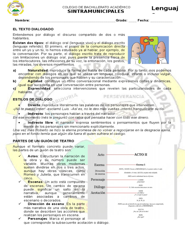 8 Texto Dialogado, Guión y Estructura Teatral. | Diálogo | Conversacion