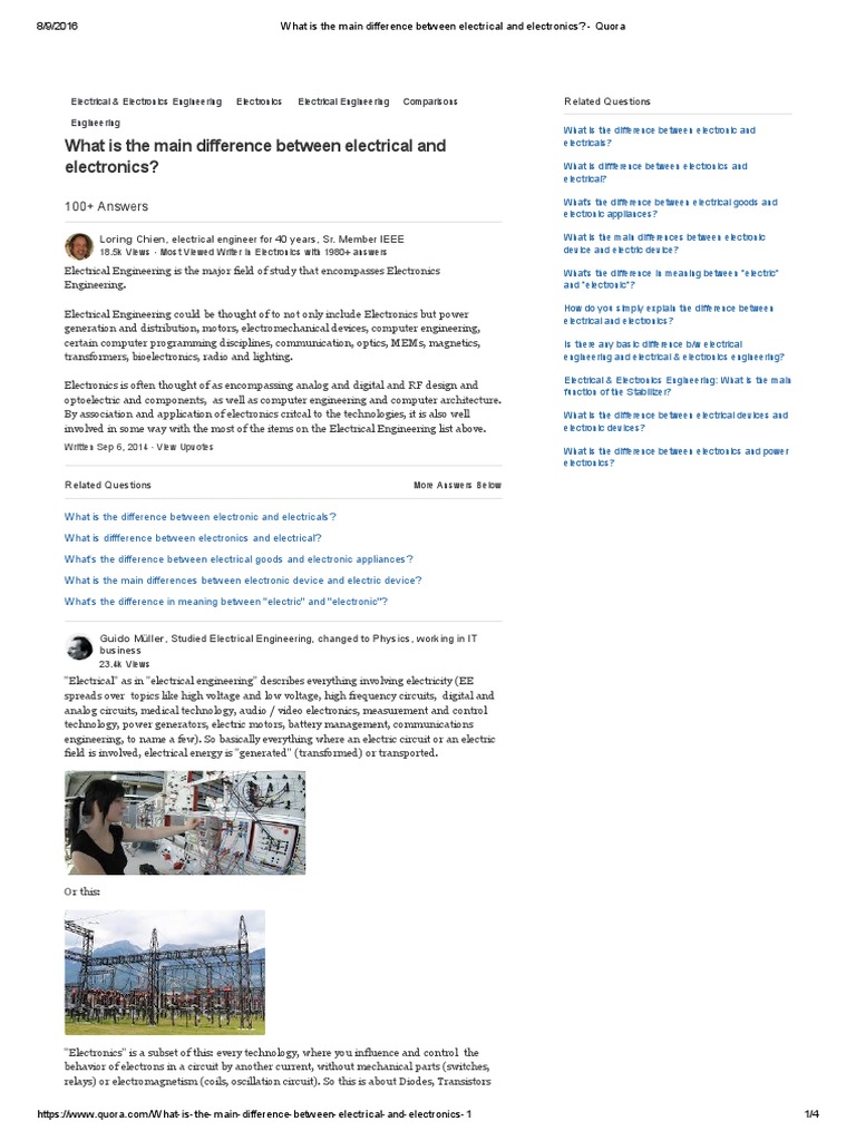 What Is The Main Difference Between Electrical and Electronics | PDF ...