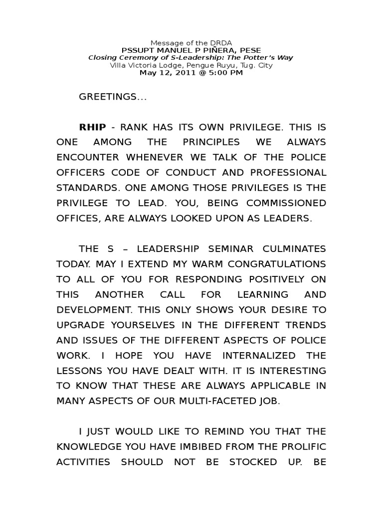 Closing S Leadership | PDF